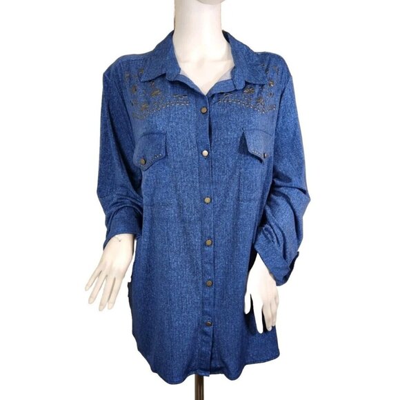 Slim Factor | Tops | Slim Factor Womens Size 2 X Top Button Up Blouse ...